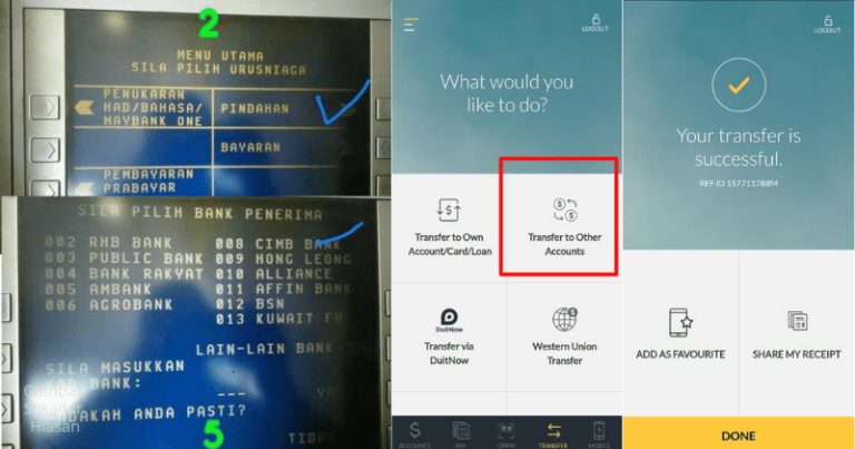 Cara Transfer Duit Di ATM Ke Bank-Bank Lain & Cara Pindah Wang Online