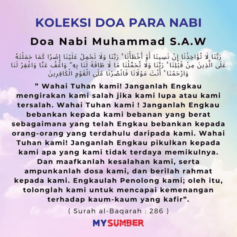 Koleksi Doa Para Nabi. Boleh Amalkan Banyak Manfaat dan Kelebihannya.