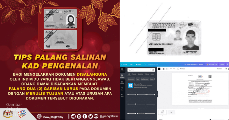Bahaya Bagi Salinan IC, Ini Tips Palang Salinan Kad Pengenalan Dengan Betul Menurut JPN